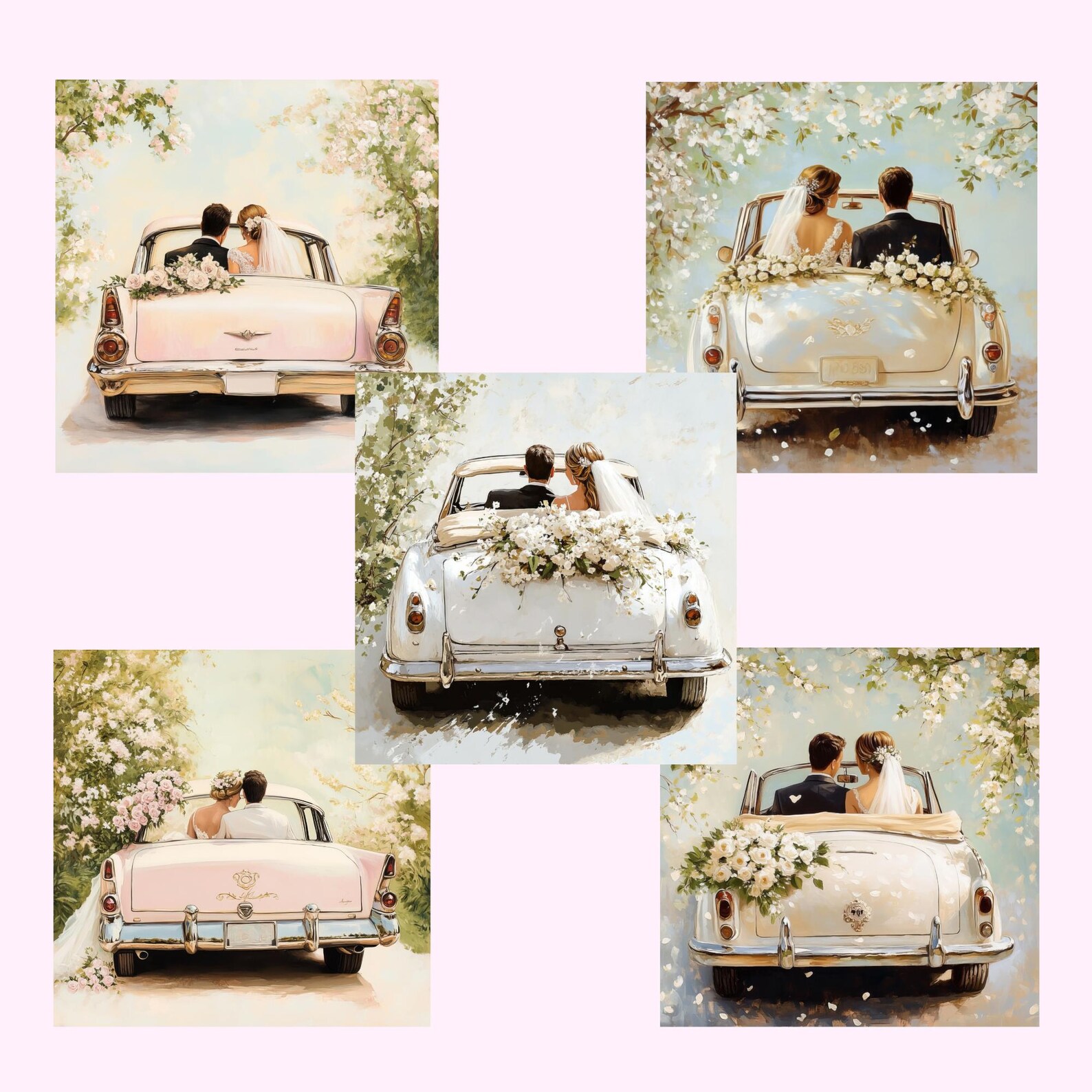 Bride and Groom Just Married Car Clipart Wedding Car Jpgs Wedding Day ...