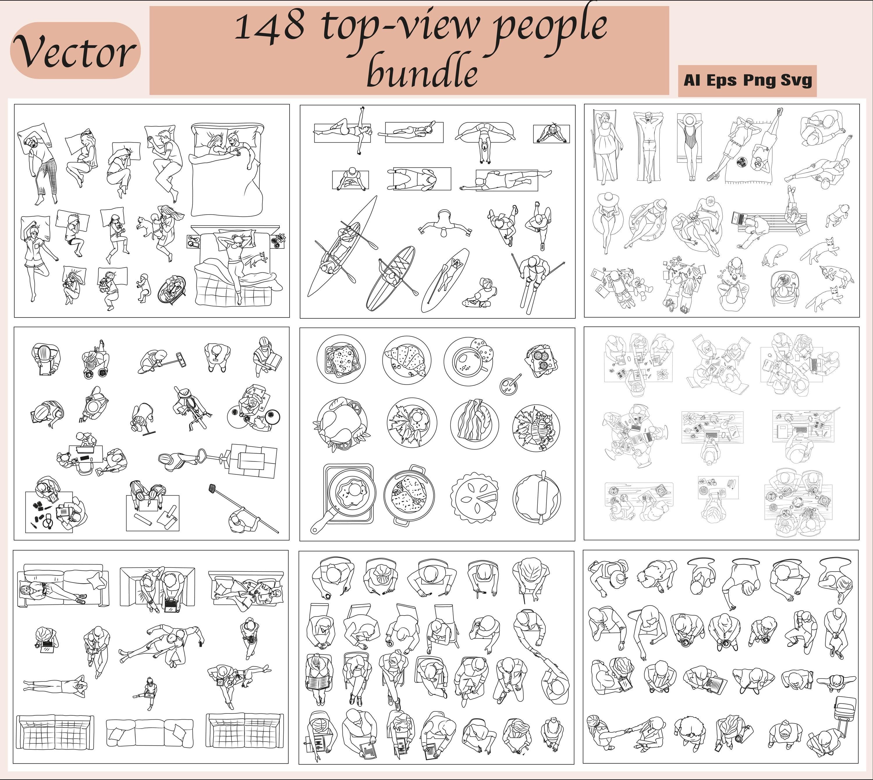Top-view Flat Vector People Bundle - Pack of 148 Illustrations - AI ...
