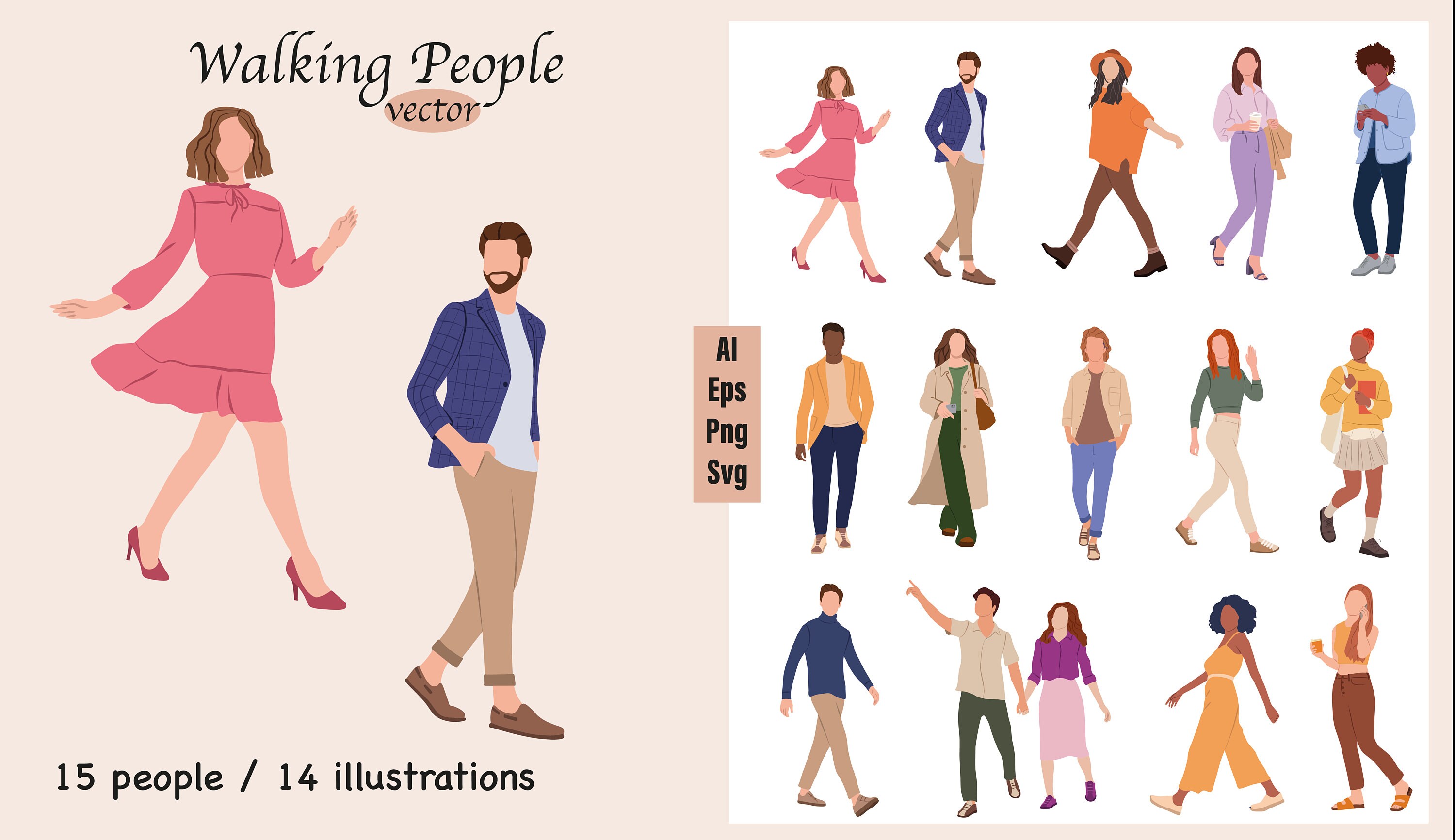 Flat Vector Cutout People Bundle. 152 BIG SET, Family, Kids, Jobs ...