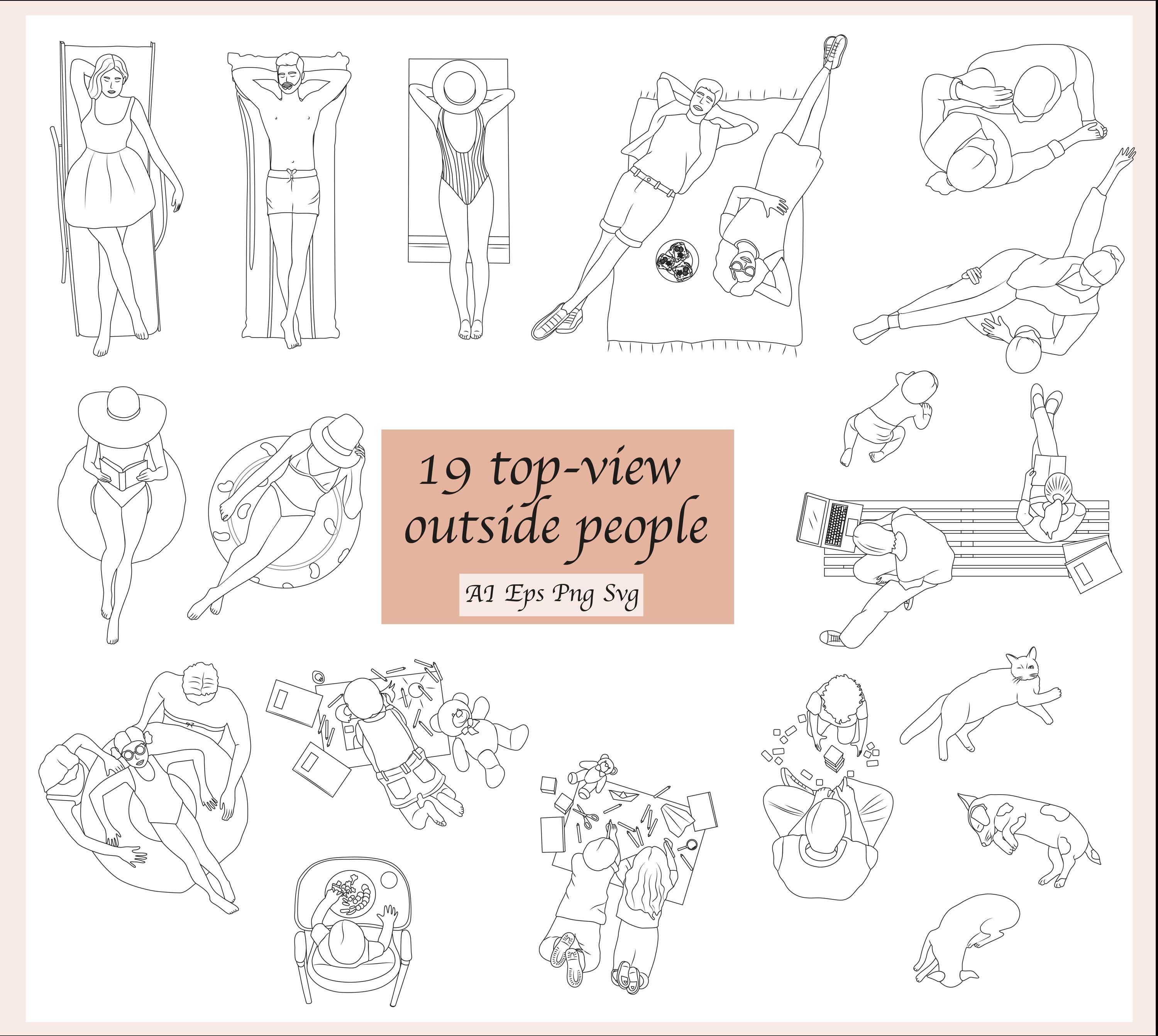Top-view Flat Vector People Bundle - Pack of 148 Illustrations - AI ...