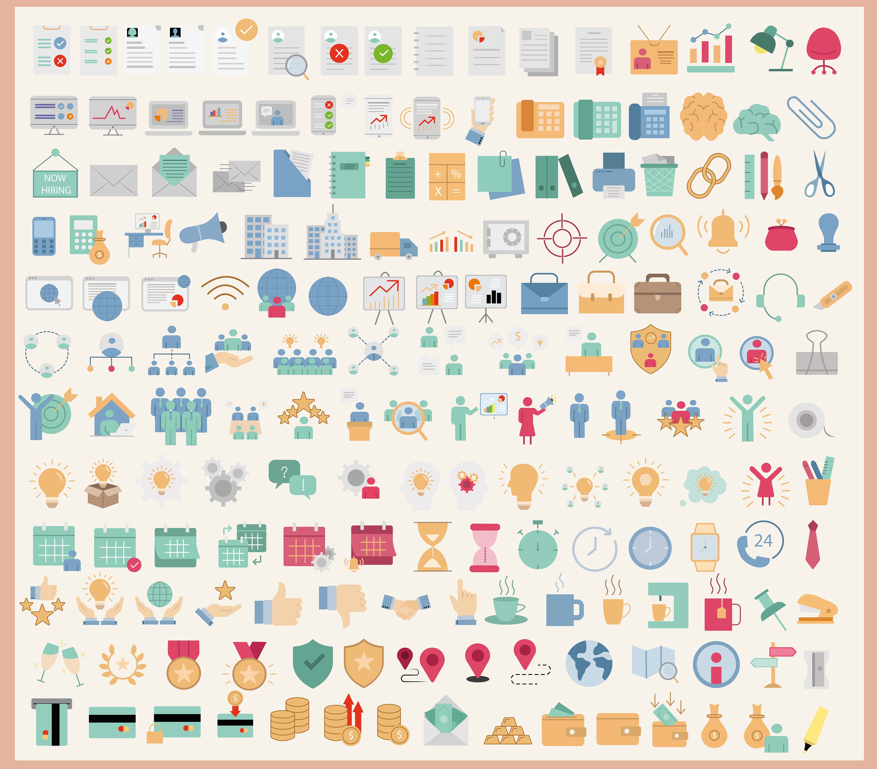Business Icons Set - 350 Vector Business Symbols Bundle - Modern Icon ...