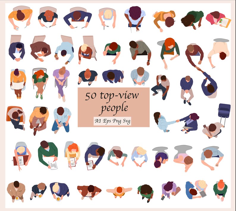 Top-view Flat Vector People Bundle - Pack of 148 Illustrations - AI ...