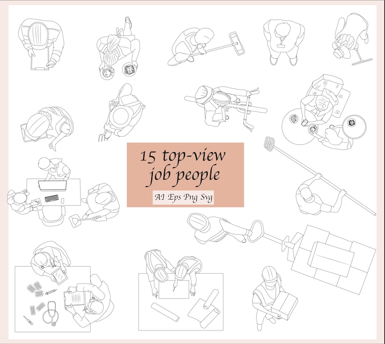 Top-view Flat Vector People Bundle - Pack of 148 Illustrations - AI ...