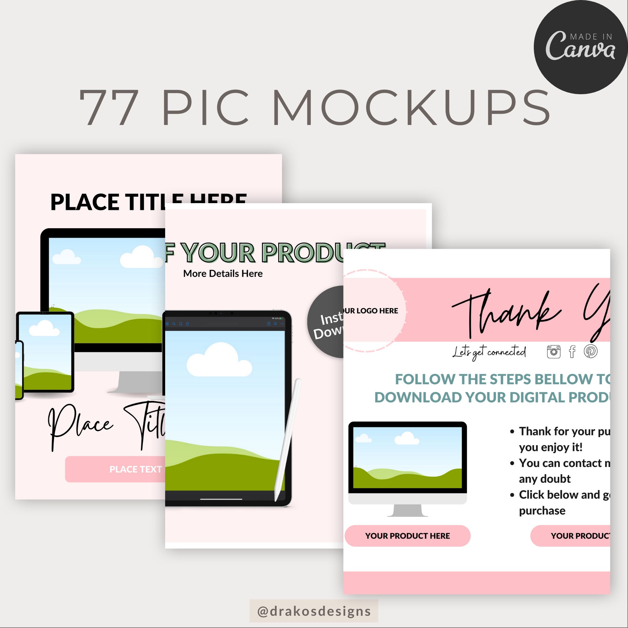 77 Social Media Mock Ups, Digital Product Shop Mockup, Advertise Etsy ...