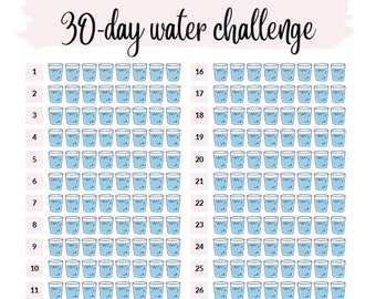 30 Day Water Challenge Printable - Etsy