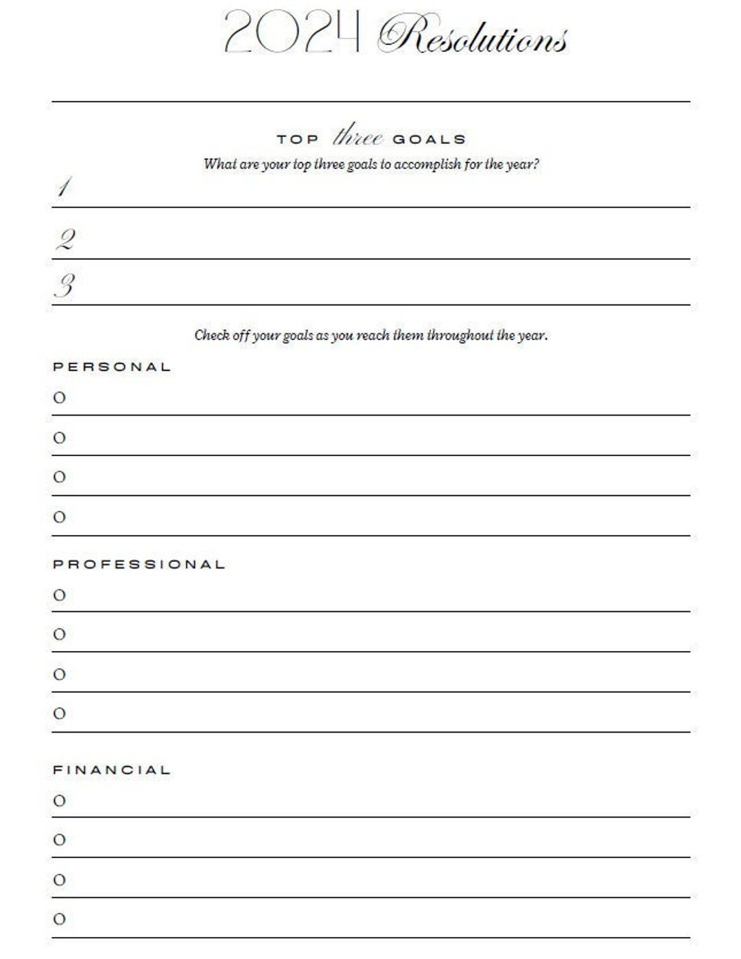 2024 New Year's Resolutions Tracker - Etsy