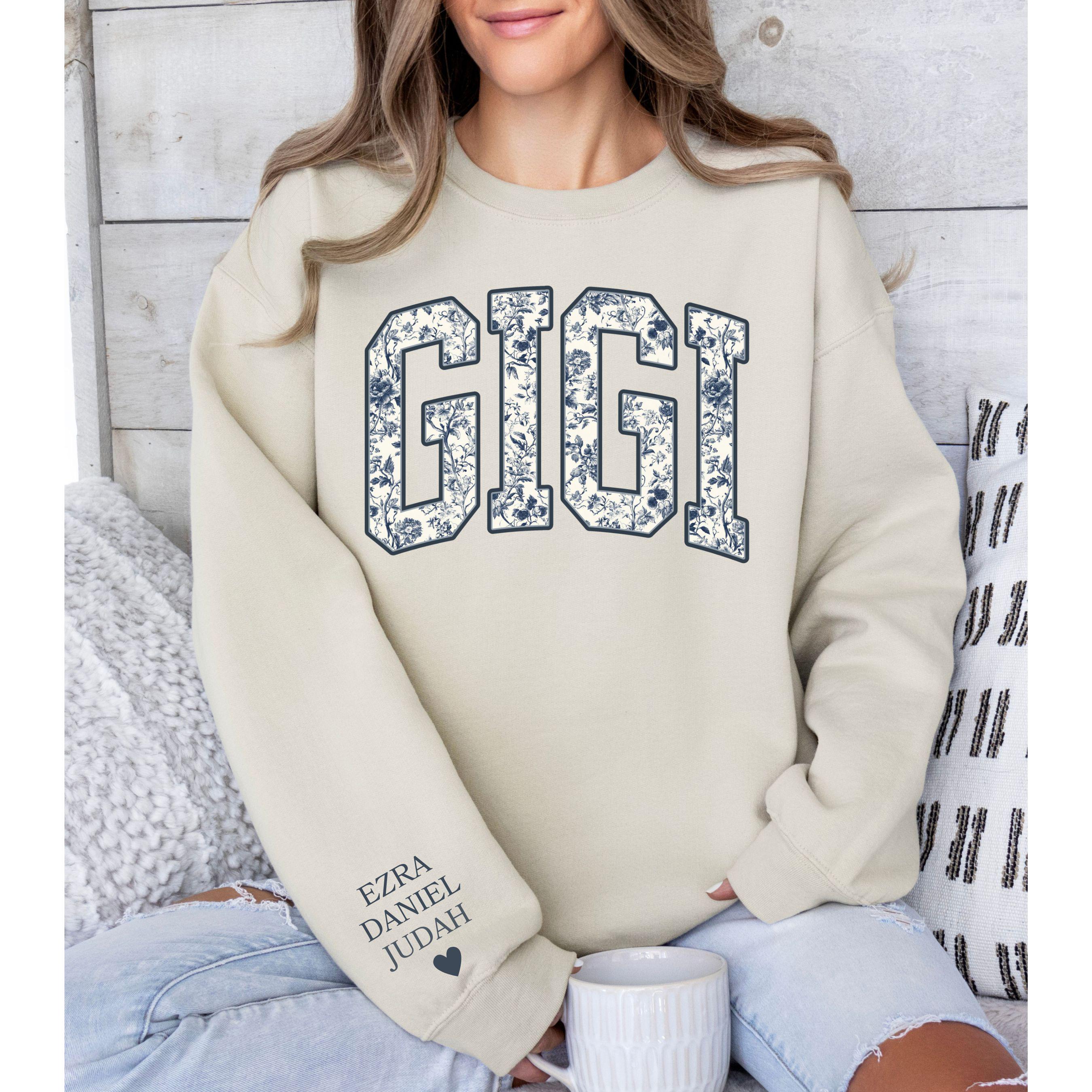 Personalized Gigi Sweatshirt, Custom Gigi Sweatshirt, Name on Sleeve ...
