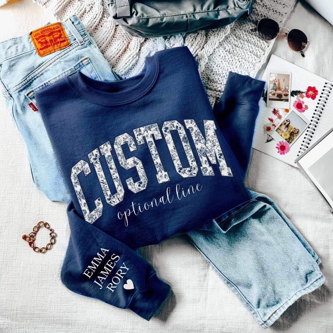 Personalized Sweatshirt, Custom Sweatshirt, Name on Sleeve, Vintage ...