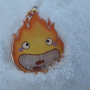 Fire Spirit Shaker Keychain | Castle Demon Acrylic Charm | Anime Kawaii ...