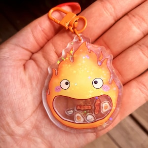 Fire Spirit Shaker Keychain | Castle Demon Acrylic Charm | Anime Kawaii ...