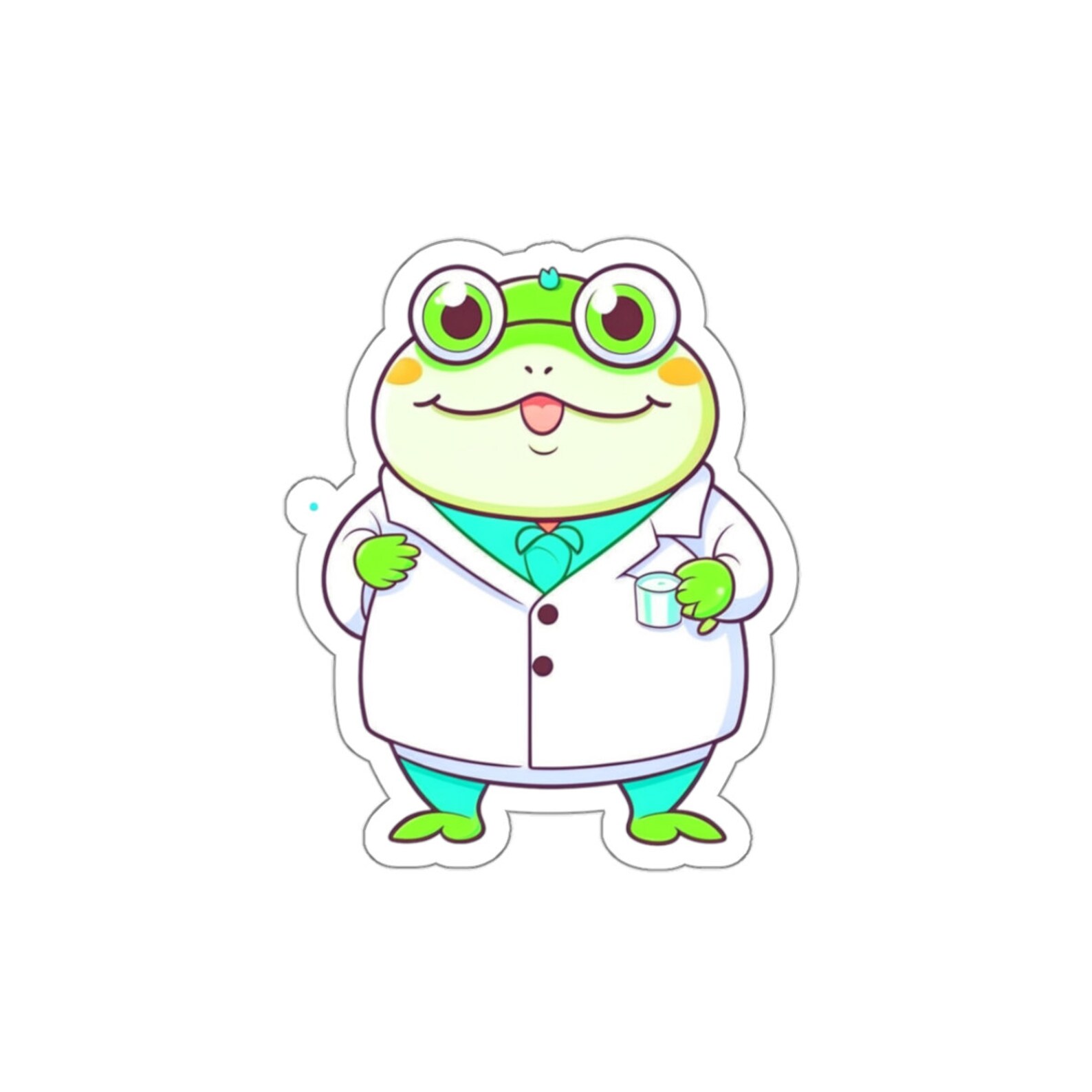 Scientist Fat Frog Sticker, Frog Lover Gift, Kawaii Frog Sticker ...