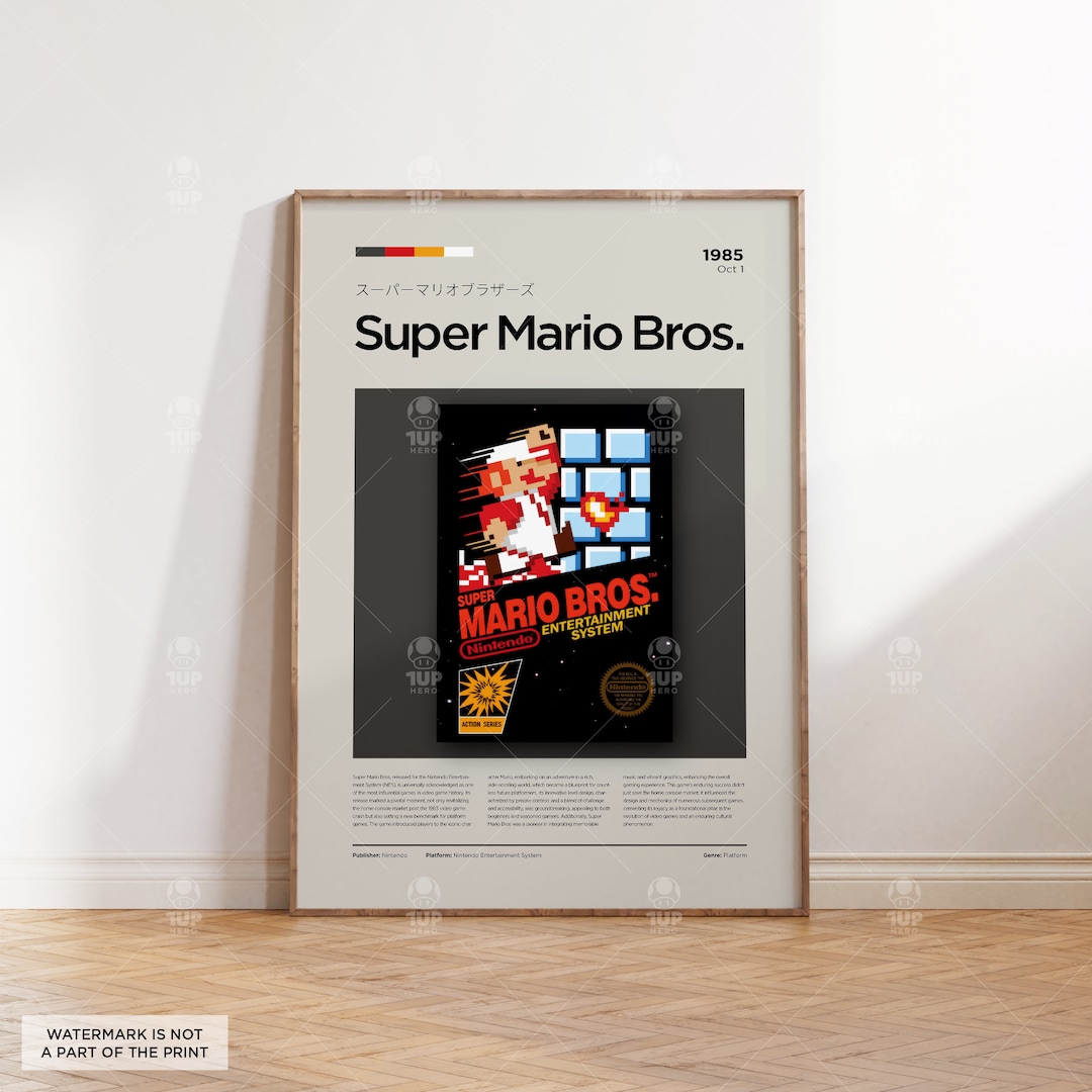 Super Mario Bros Poster, NES Poster, Nintendo Poster, Mario Poster ...