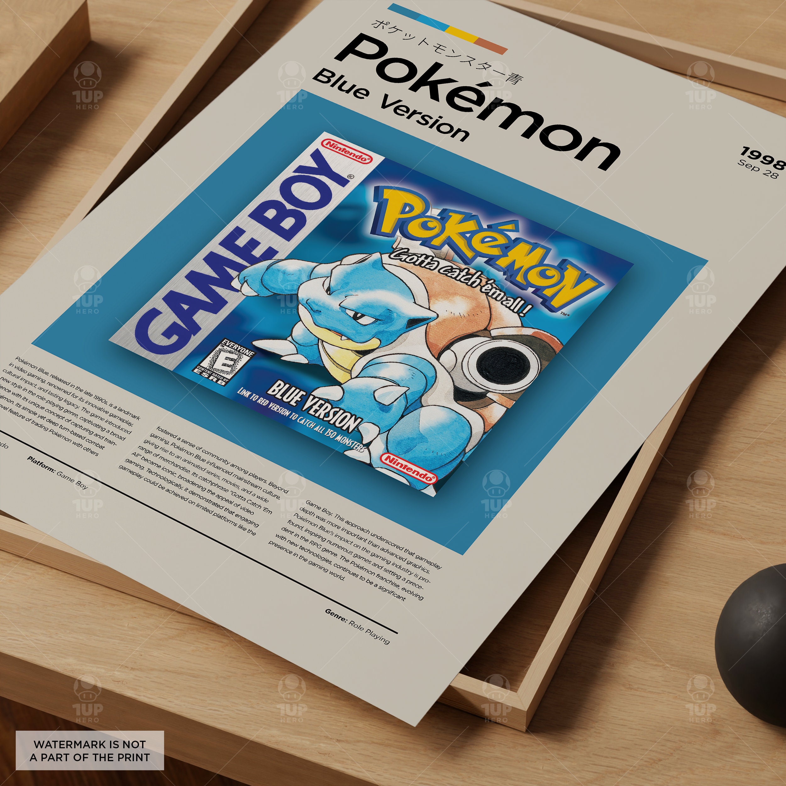 Pokemon Blue Poster, Game Boy Poster, Nintendo Poster, Blastoise Poster ...