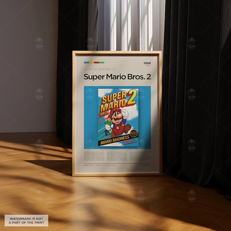 Super Mario Bros 2 Poster, NES Poster, Nintendo Poster, Mario Poster ...