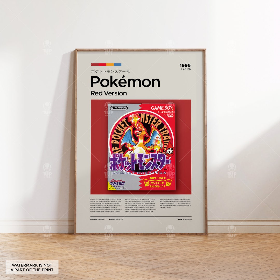 Japanese Pokemon Red Poster, Game Boy Poster, Nintendo Poster ...
