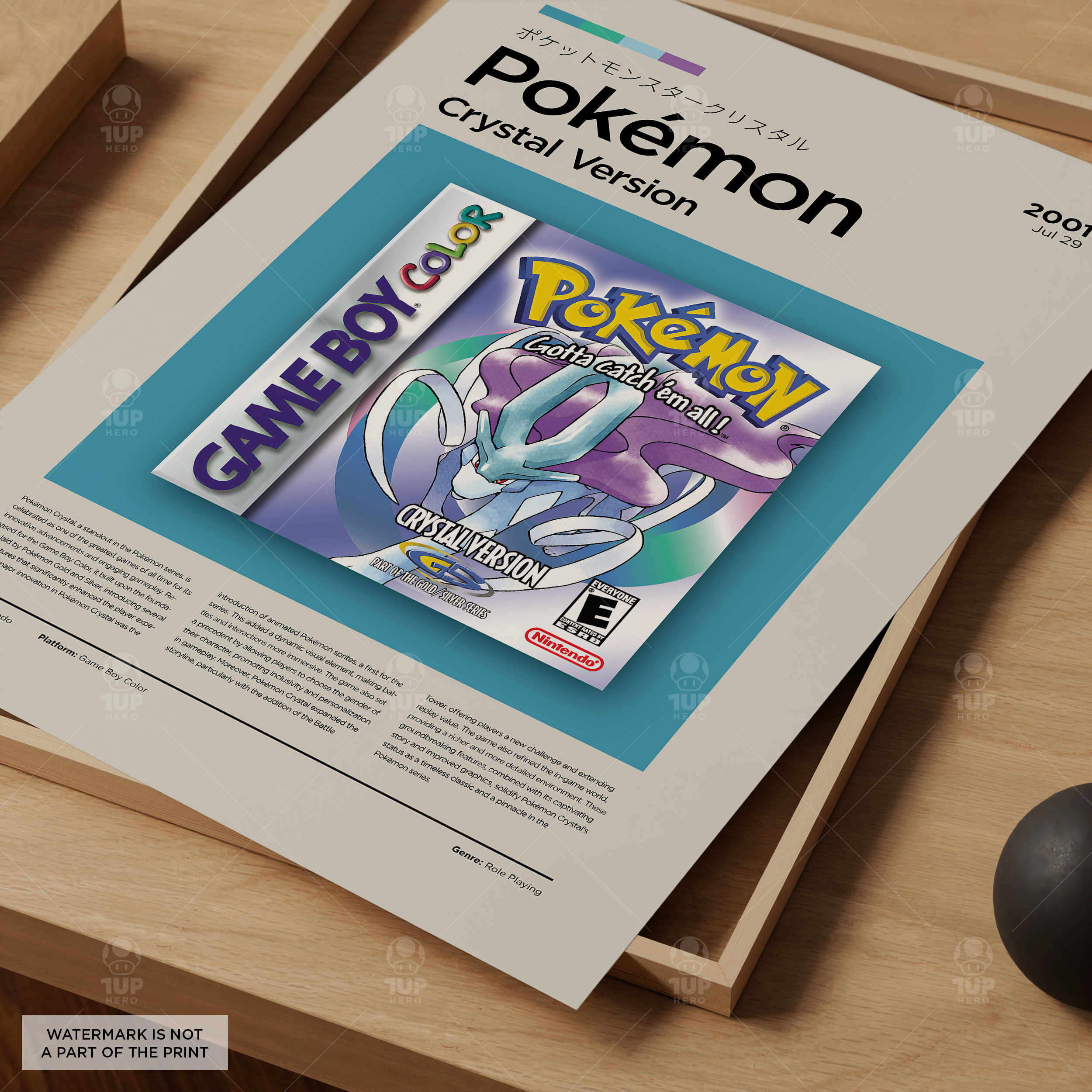 Pokemon Crystal Poster, Game Boy Poster, Nintendo Poster, Suicune ...