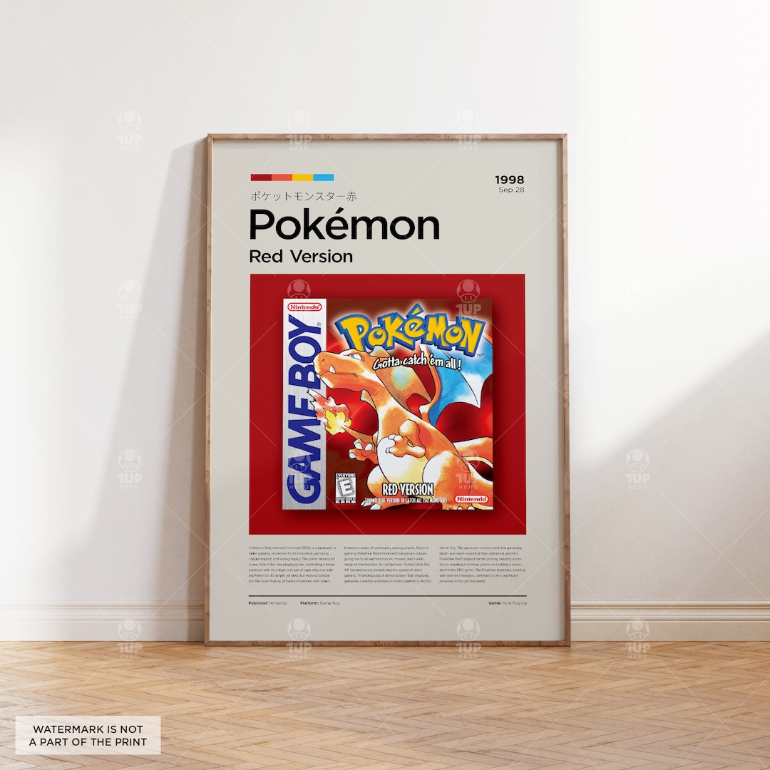 Pokemon Red Poster, Game Boy Poster, Nintendo Poster, Charizard Poster ...