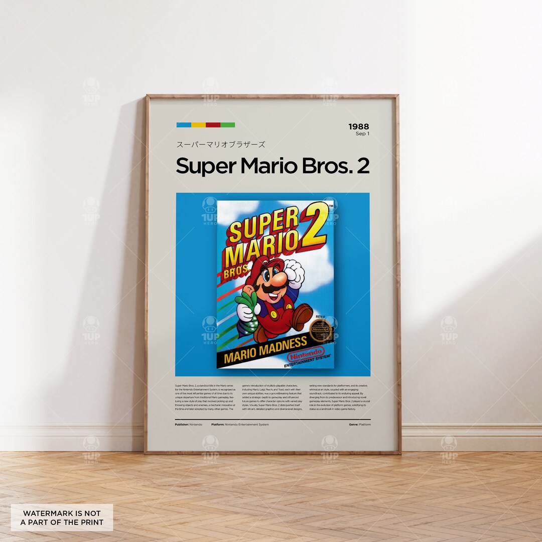 Super Mario Bros 2 Poster, NES Poster, Nintendo Poster, Mario Poster ...