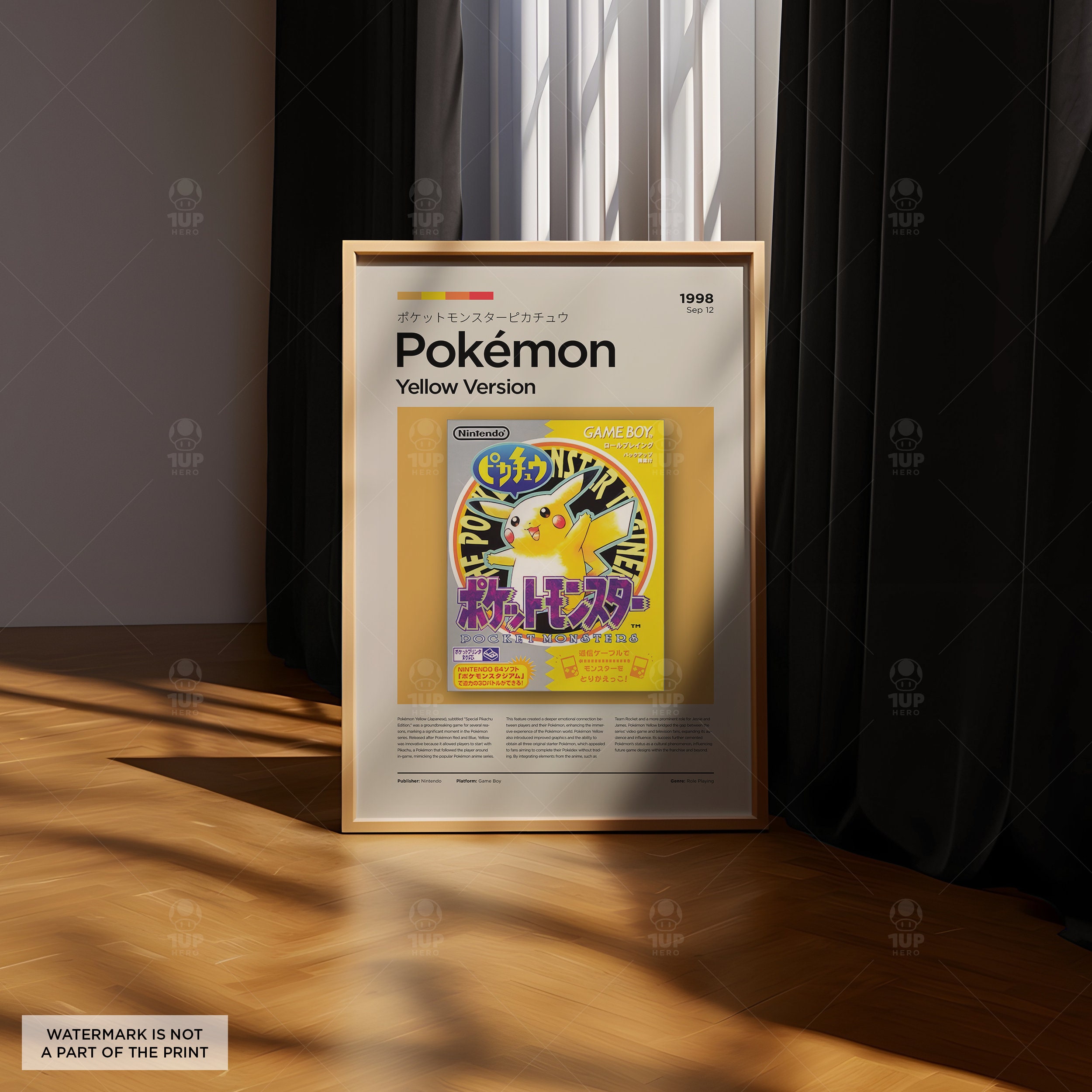 Japanese Pokemon Yellow Poster, Game Boy Poster, Nintendo Poster ...