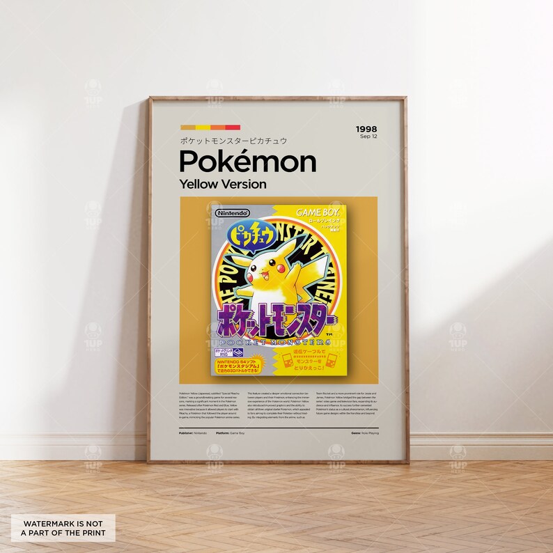 Japanese Pokemon Yellow Poster, Game Boy Poster, Nintendo Poster ...