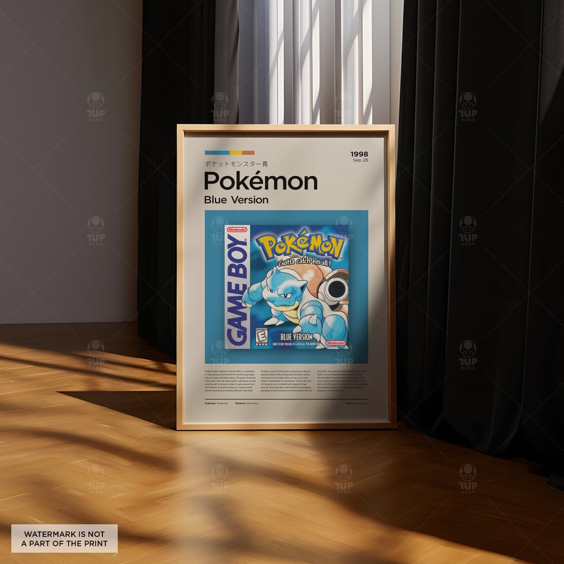Pokemon Blue Poster, Game Boy Poster, Nintendo Poster, Blastoise Poster ...