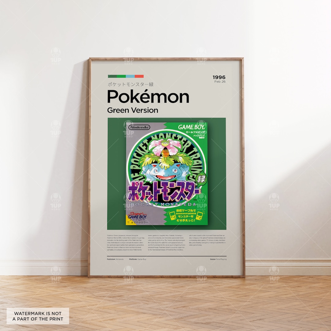 Japanese Pokemon Green Poster, Game Boy Poster, Nintendo Poster ...