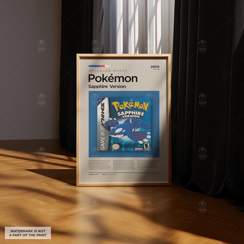 Pokemon Sapphire Poster, Game Boy Poster, Nintendo Poster, Kyogre ...