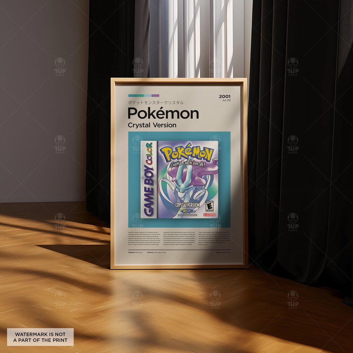 Pokemon Crystal Poster, Game Boy Poster, Nintendo Poster, Suicune ...
