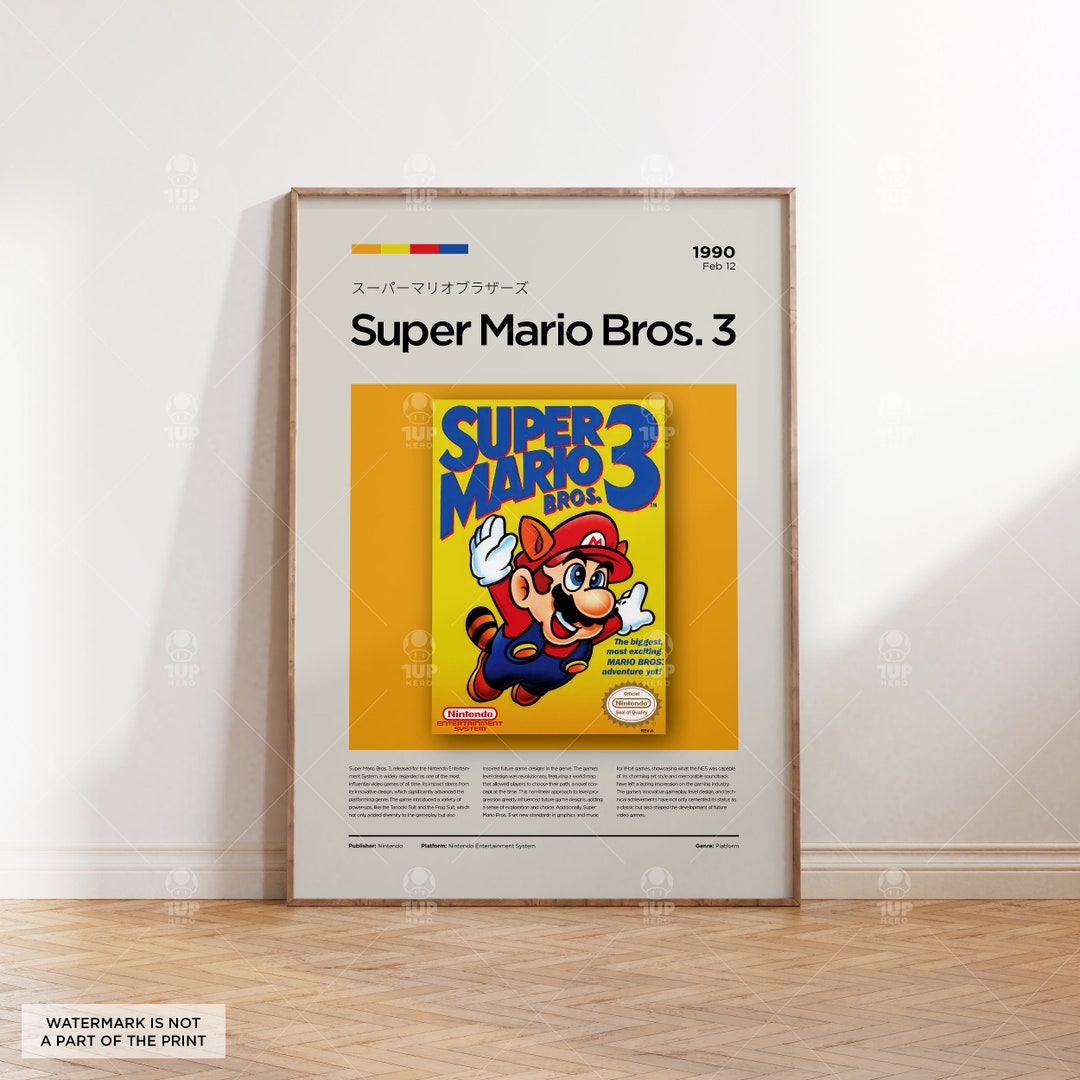 Super Mario Bros 3 Poster, NES Poster, Nintendo Poster, Mario Poster ...