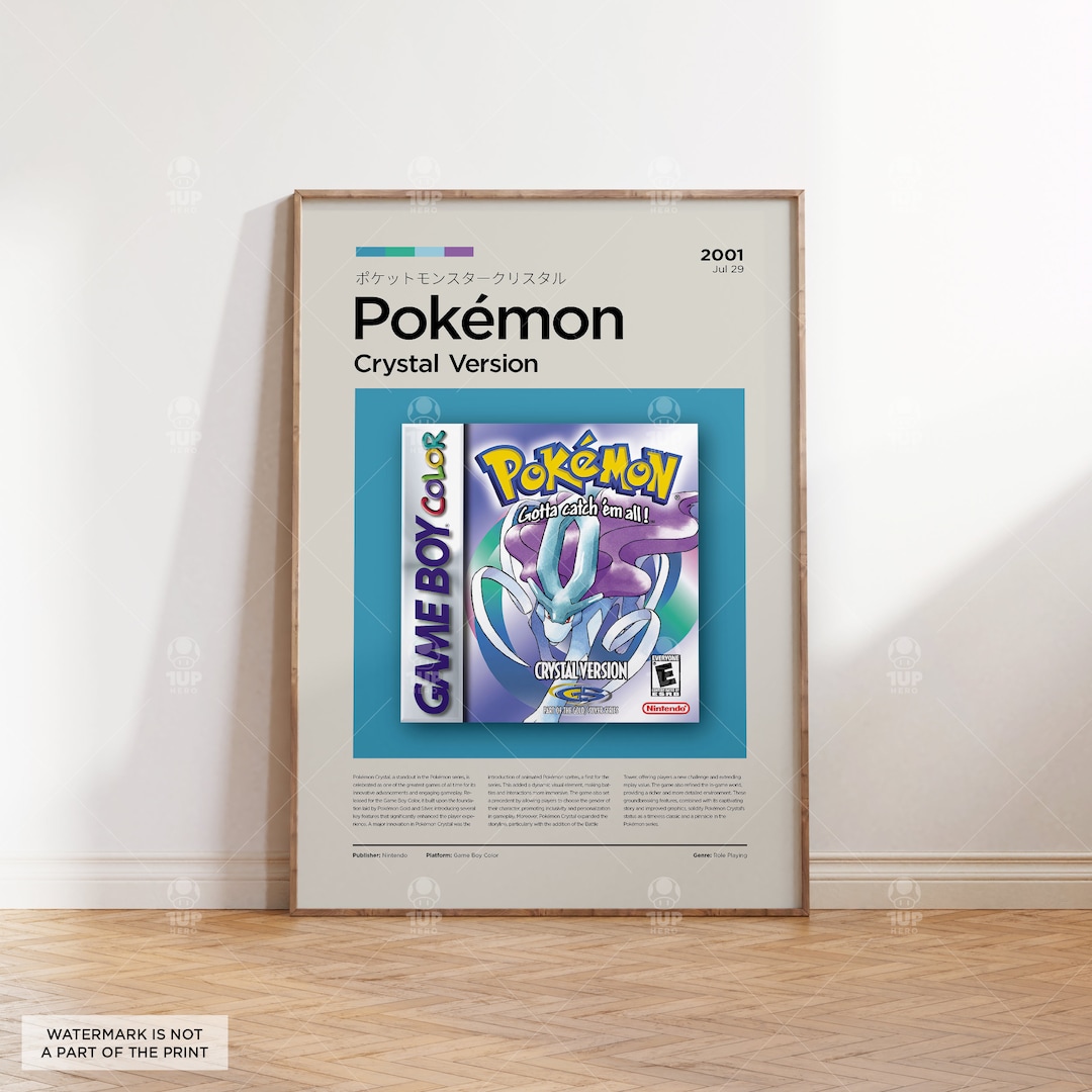 Pokemon Crystal Poster, Game Boy Poster, Nintendo Poster, Suicune ...