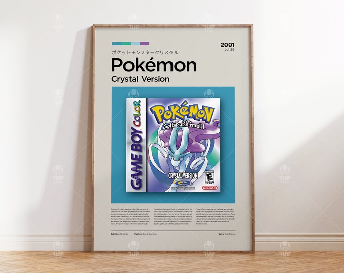 Pokemon Crystal Poster, Game Boy Poster, Nintendo Poster, Suicune ...