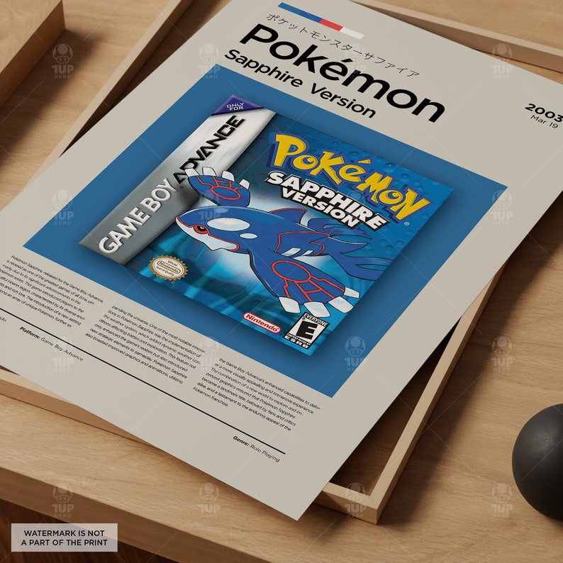 Pokemon Sapphire Poster, Game Boy Poster, Nintendo Poster, Kyogre ...