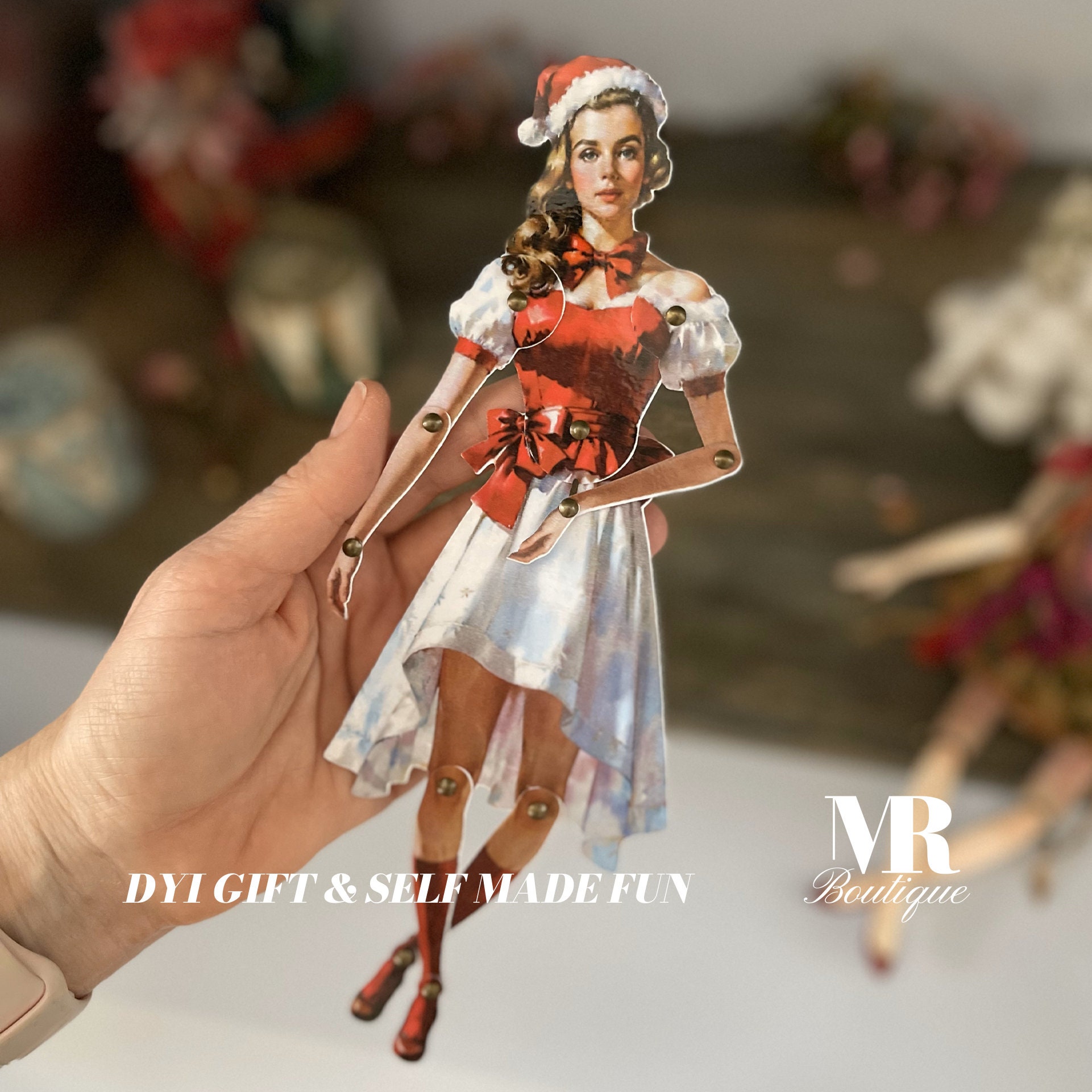 Movable Vintage Paper Doll ALORA DIY Printable Doll PDF Christmas Doll Paper Dolls Digital Retro ...