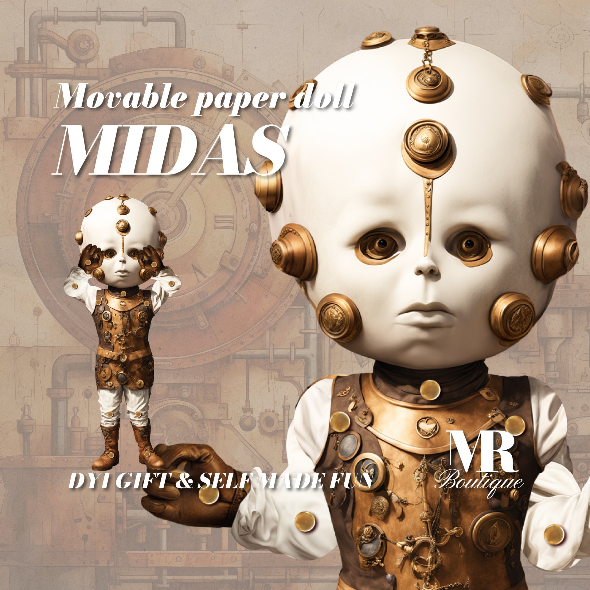 Steampunk Midas Doll Kit: Printable Victorian Paper Model (digital ...