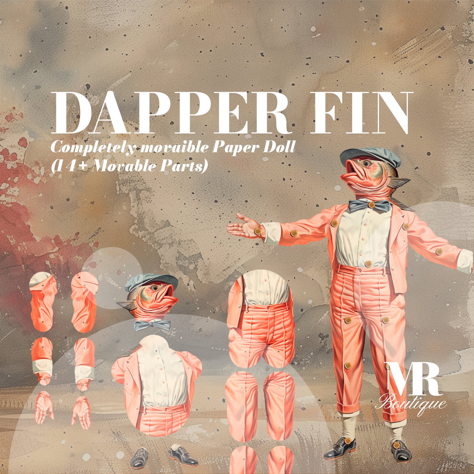 Dapper Fin Movable Paper Doll - Quirky DIY Art Toy, Perfect Collectible ...