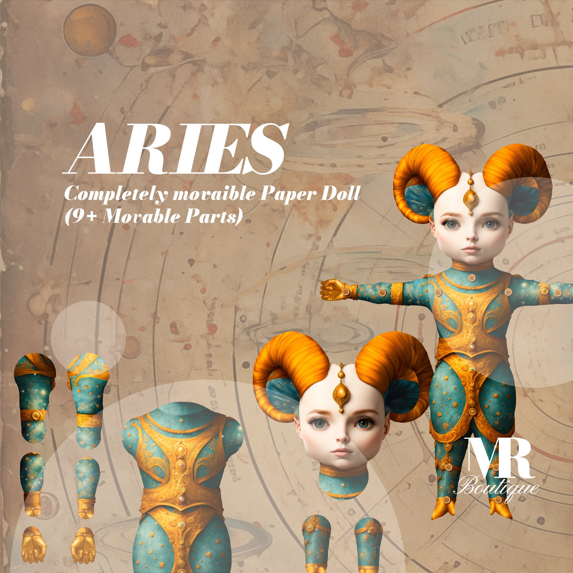 Aries Zodiac Articulated Paper Doll Creative Scrapbooking, Altered Art ...