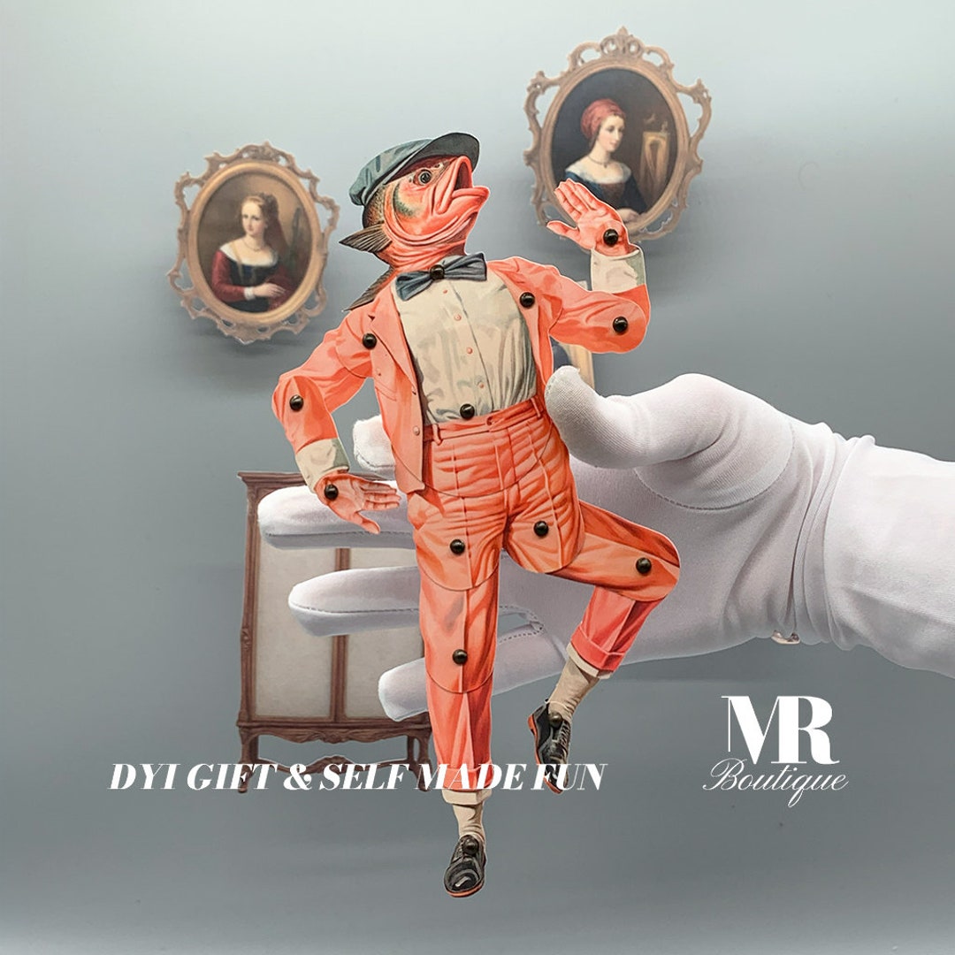 Dapper Fin Movable Paper Doll - Quirky DIY Art Toy, Perfect Collectible ...