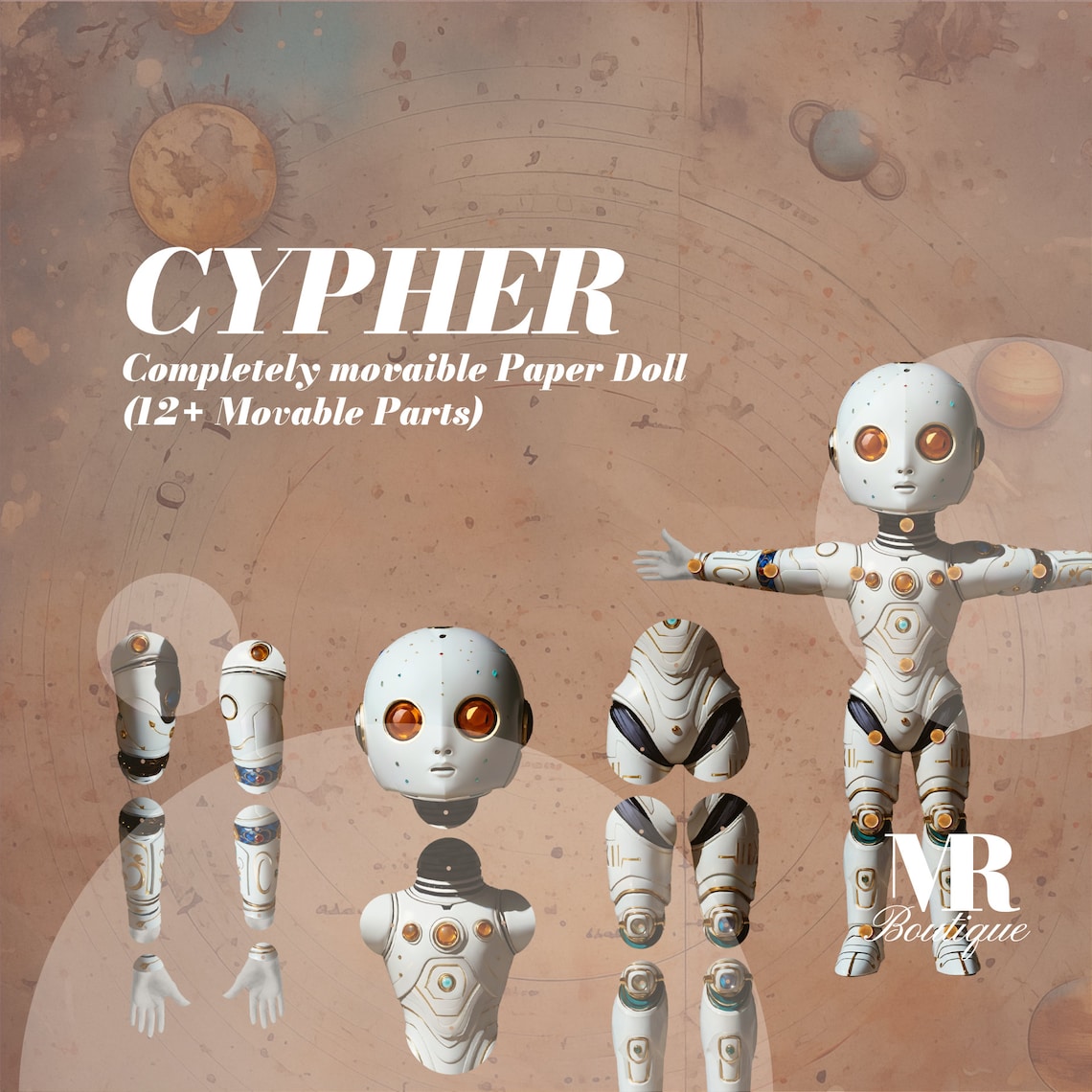CYPHER Articulated Paper Doll, DIY Robotic Craft Kit, Printable Space Toy, Movable Toy, Fun ...