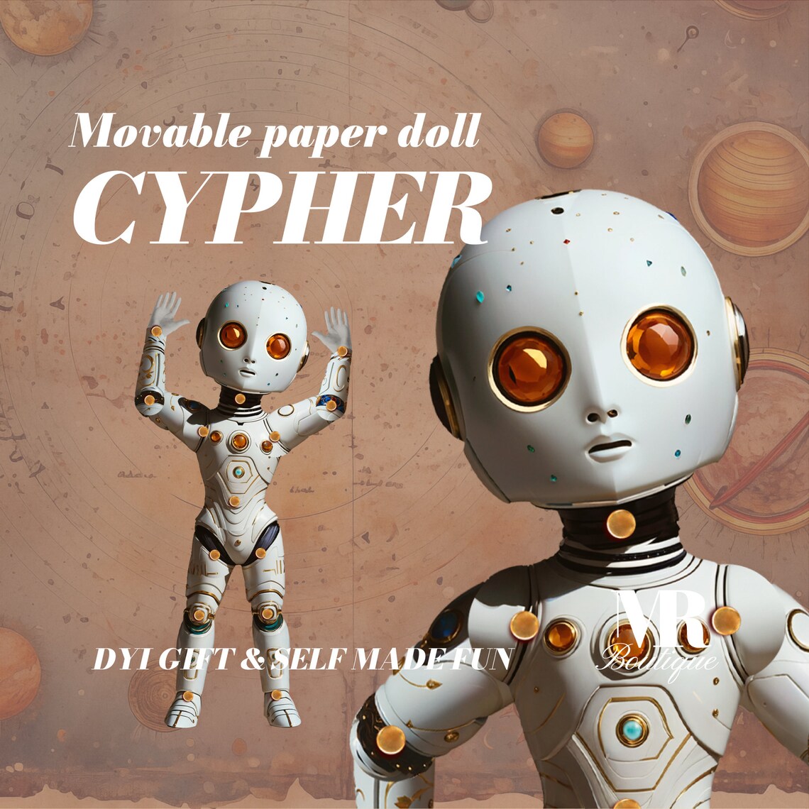 CYPHER Articulated Paper Doll, DIY Robotic Craft Kit, Printable Space Toy, Movable Toy, Fun ...