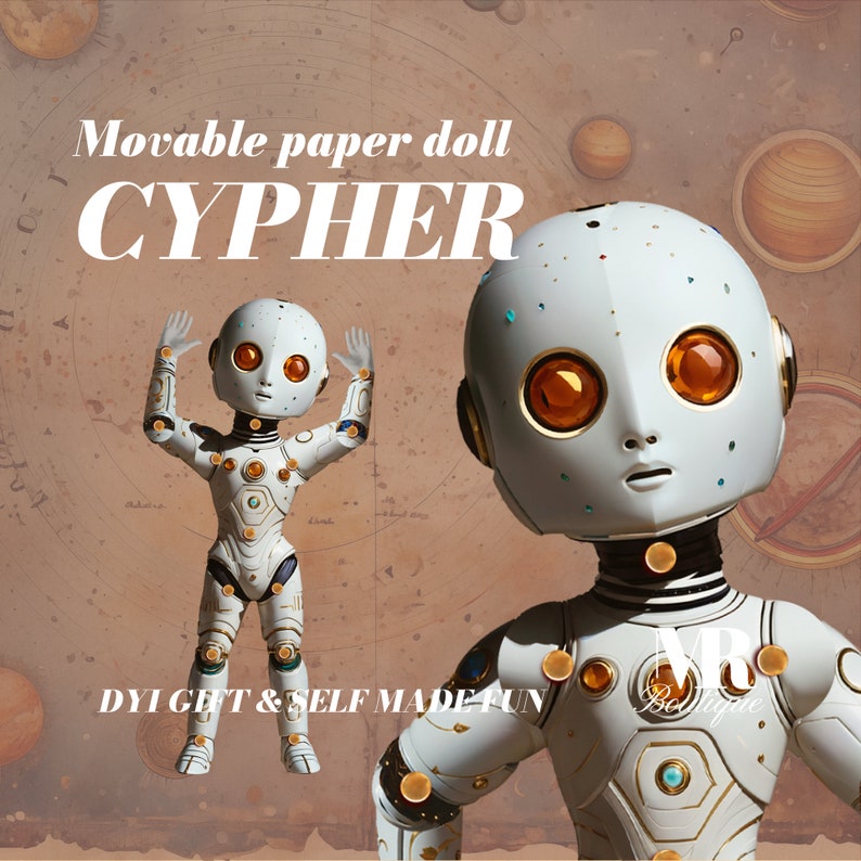 CYPHER Articulated Paper Doll, DIY Robotic Craft Kit, Printable Space ...