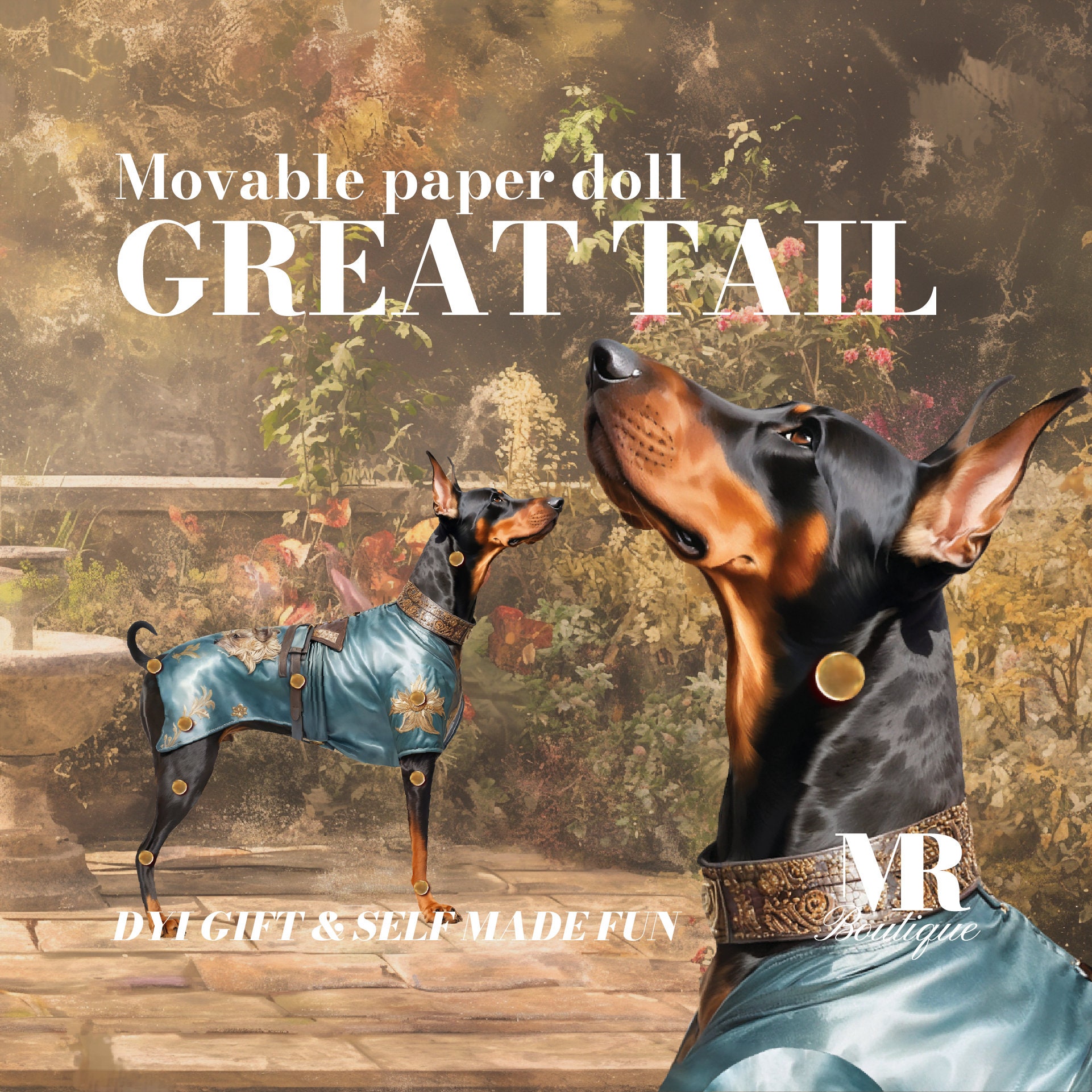 Great Tail Movable Doberman Paper Doll, Double-sided DIY Kit, Unique ...