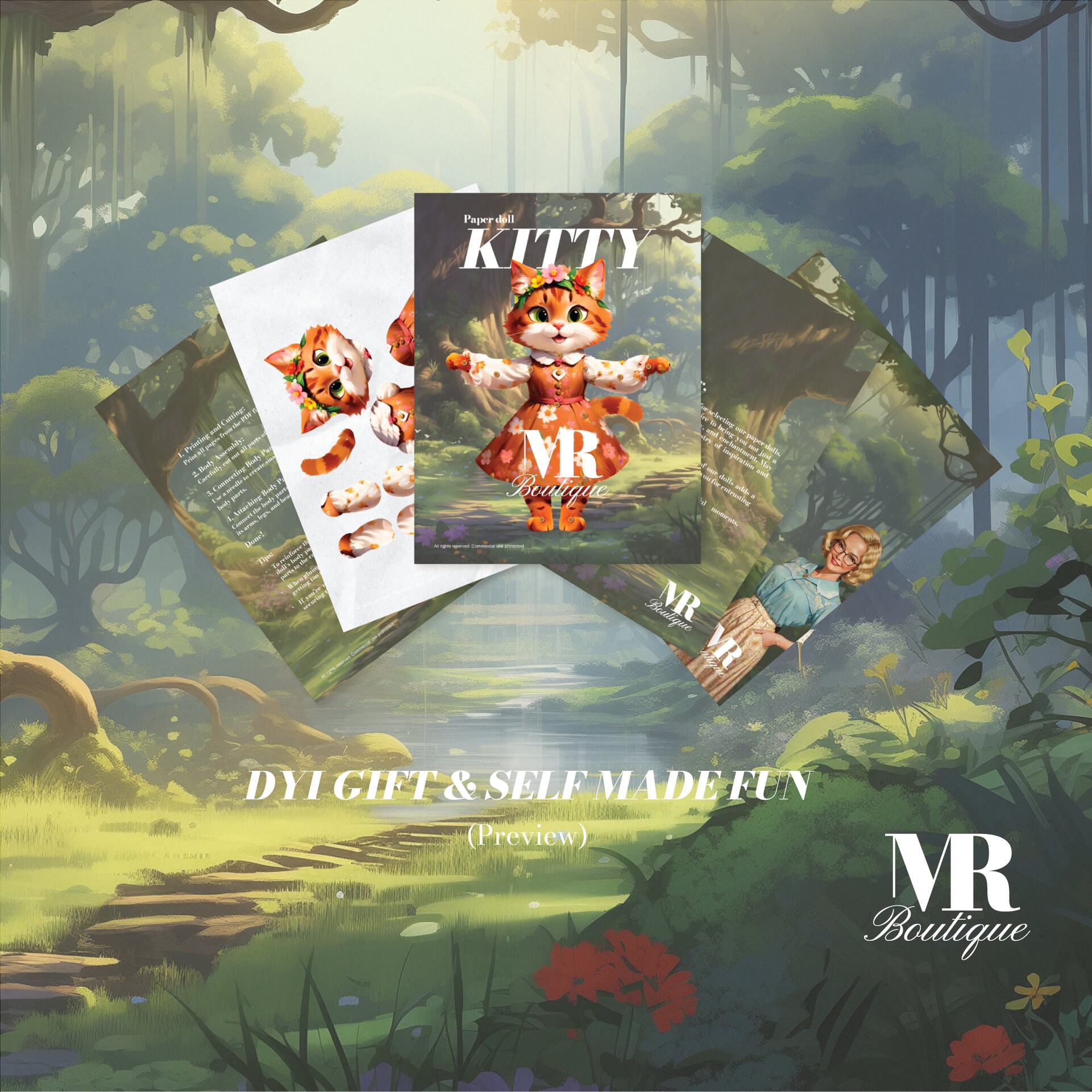 KITTY Movable Paper Doll, Charming Articulated Cat Craft, Articulated ...