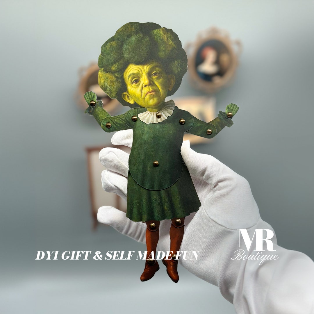 Broccolyn Movable Paper Doll - Handmade Broccoli Character, DIY Craft ...