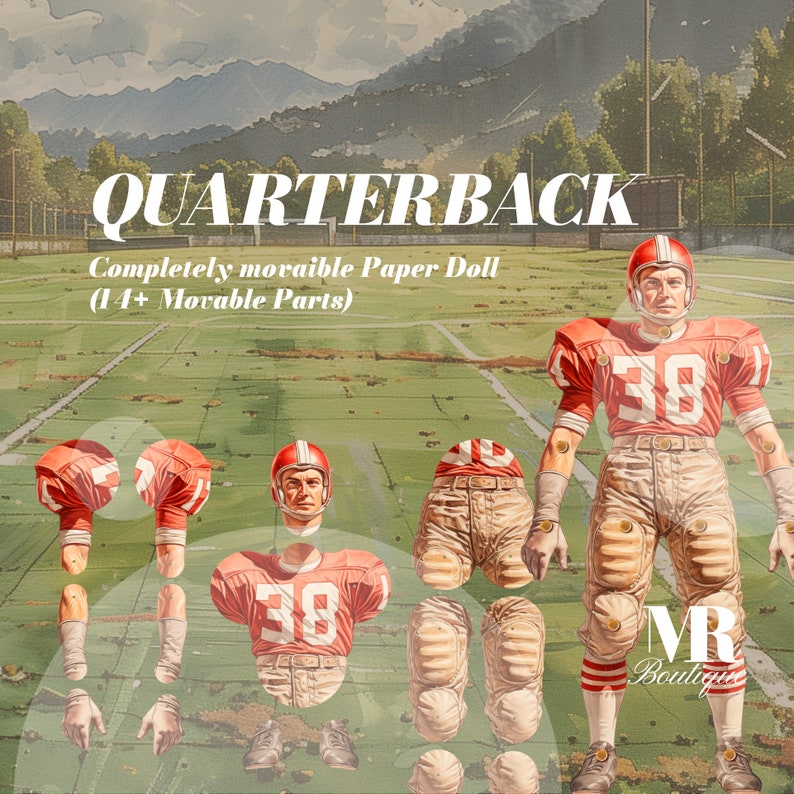 Quarterback Movable Paper Doll, DIY Printable American Football Kit ...