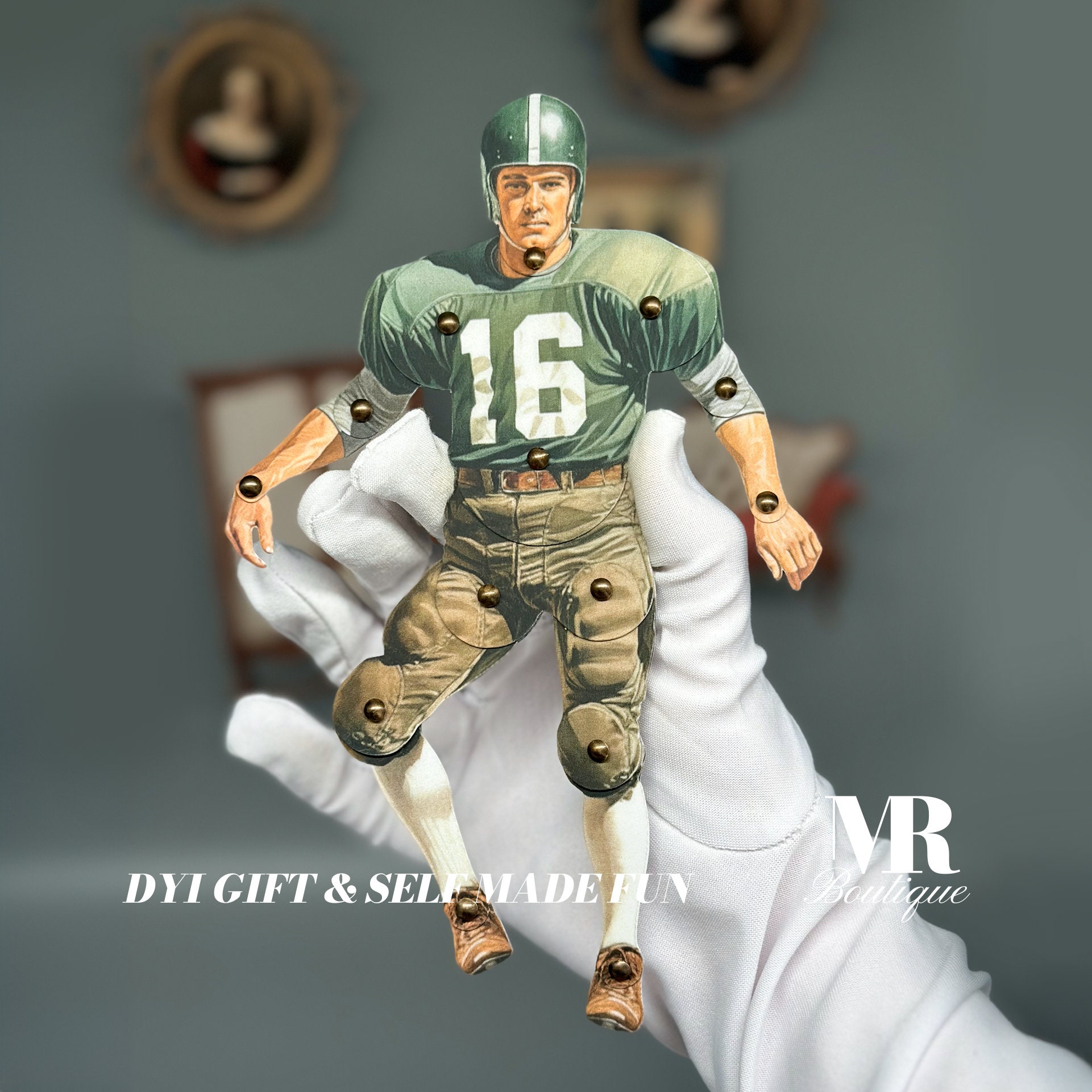 Offensive Guard Movable Paper Doll, DIY Vintage Football Craft Kit ...