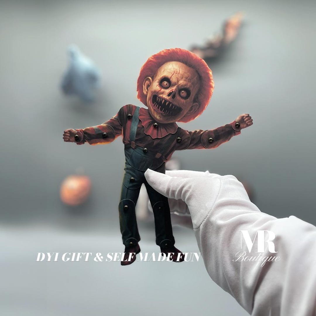 Movable Paper Doll Grim Chuckles DIY Collectible Doll Creepy Clown ...