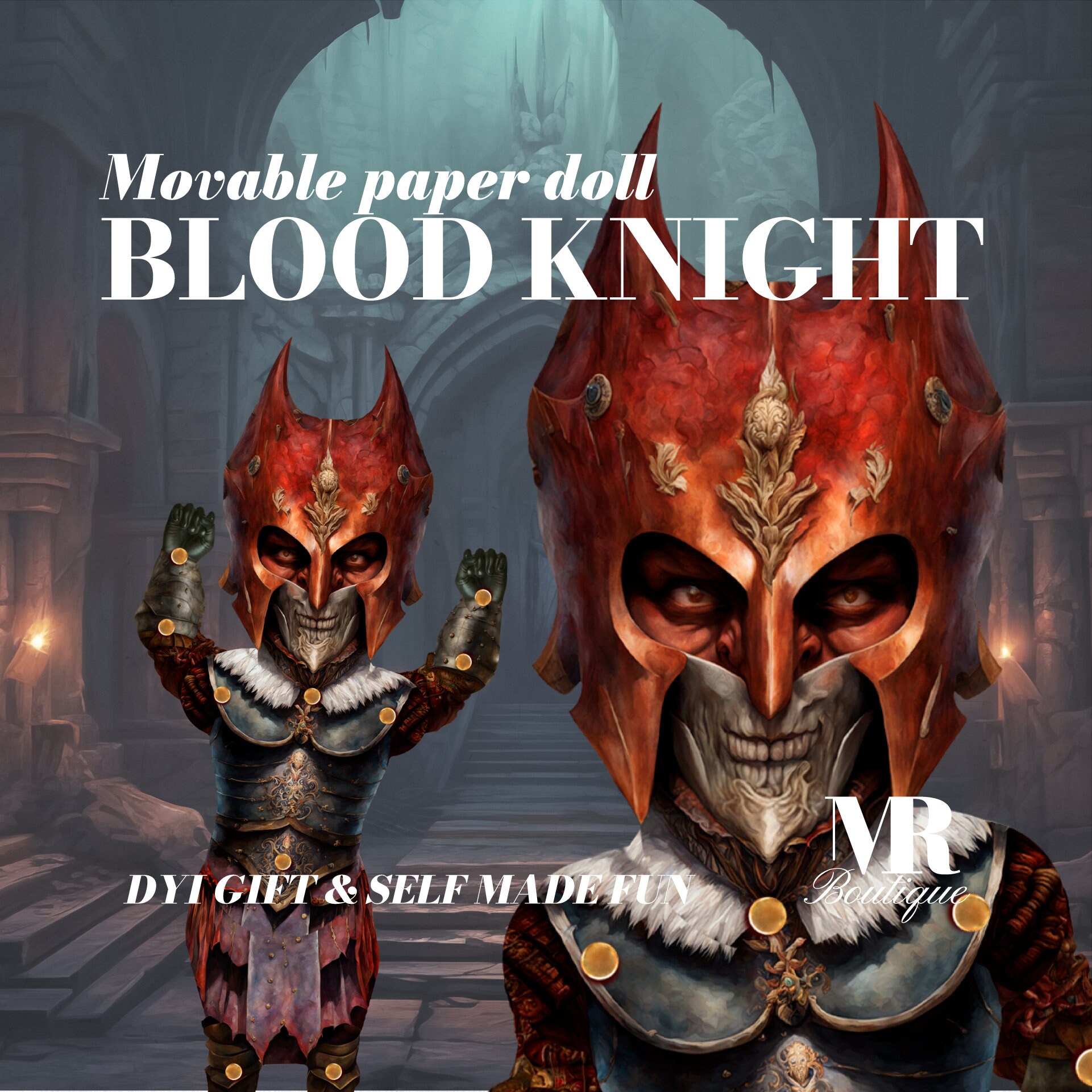 Movable Blood Knight Paper Doll DIY Kit, Fantasy Craft, Articulated ...