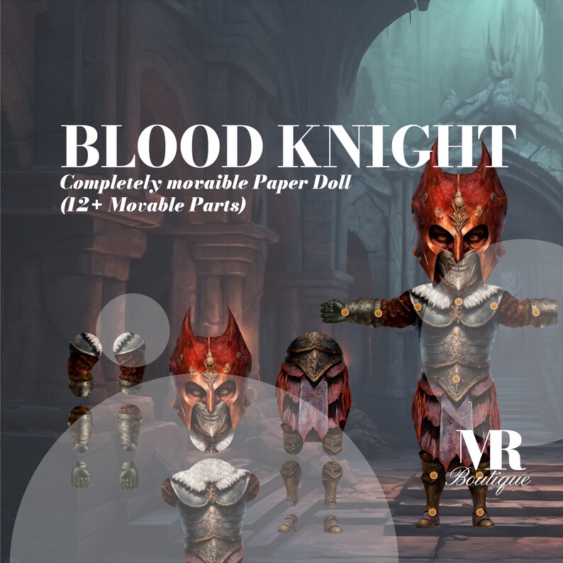 Movable Blood Knight Paper Doll DIY Kit, Fantasy Craft, Articulated ...