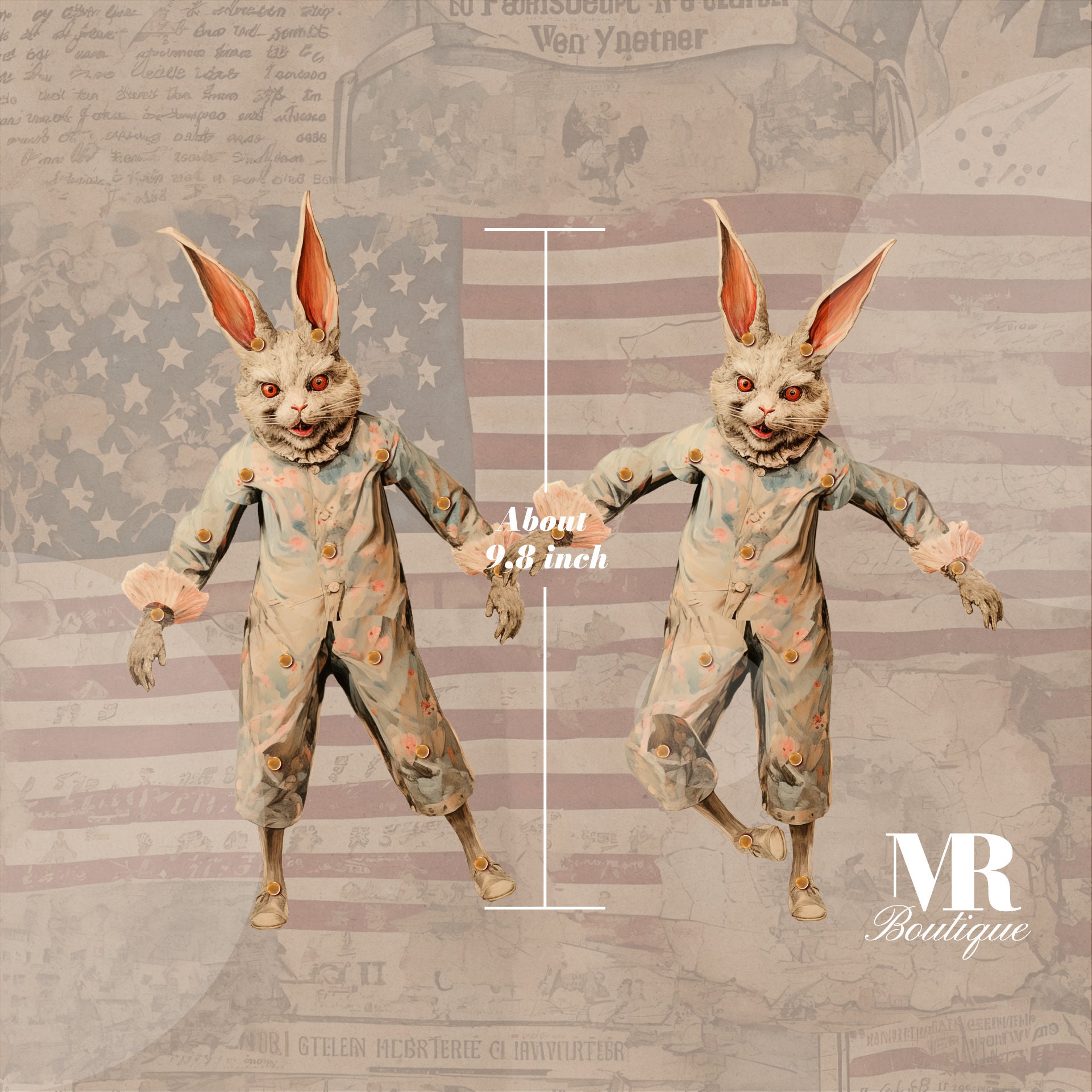 Nancy the Rabbit Movable Paper Doll Vintage-inspired DIY Craft Kit ...