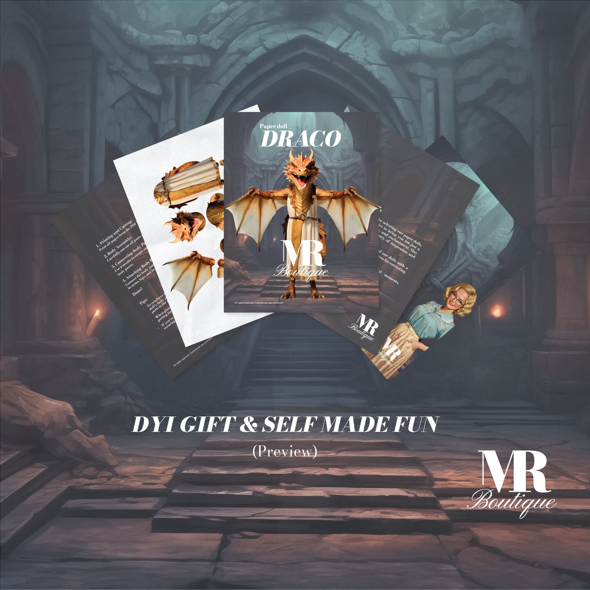 Draco the Dragon Articulated Paper Doll, Fantasy Creature, DIY Craft ...